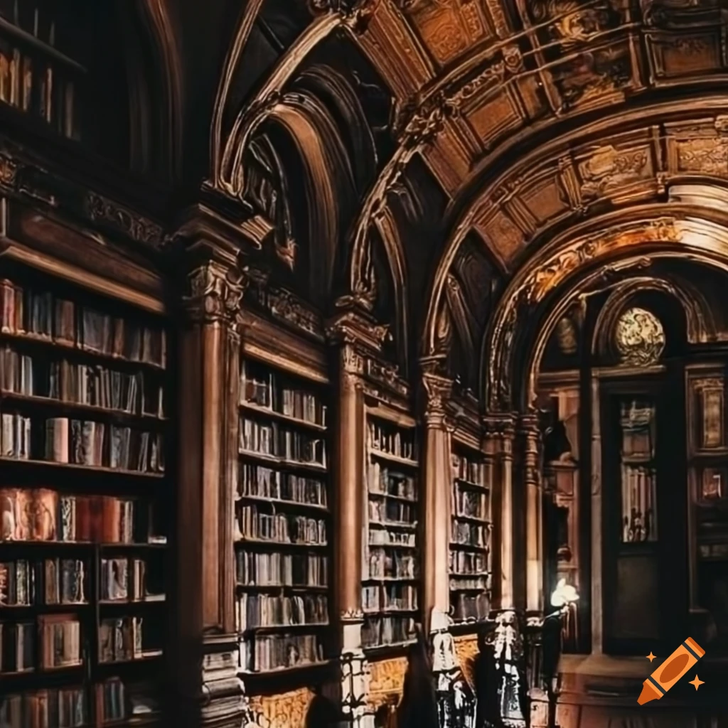 Dark academia library on Craiyon