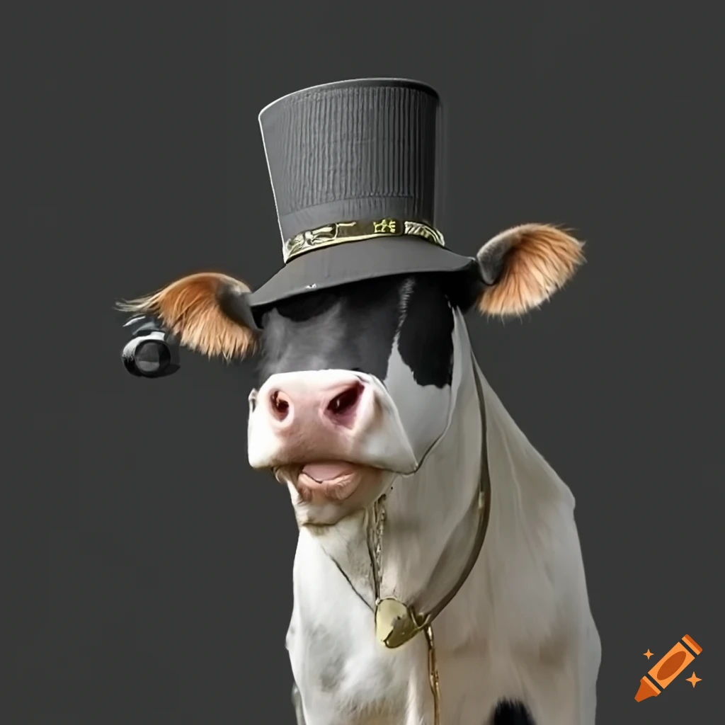 Cow wearing a hat on Craiyon