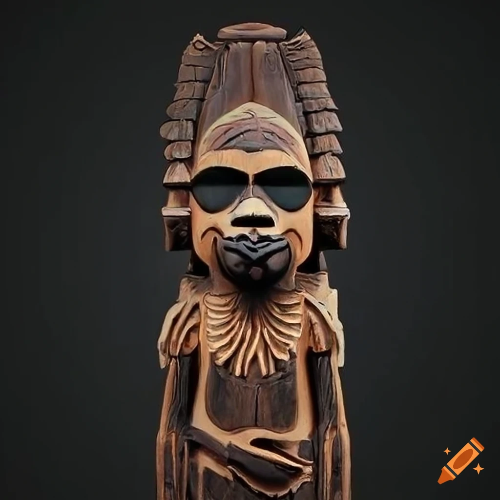 African magic voodoo Architectural Stave carving in Zelda game motif ...
