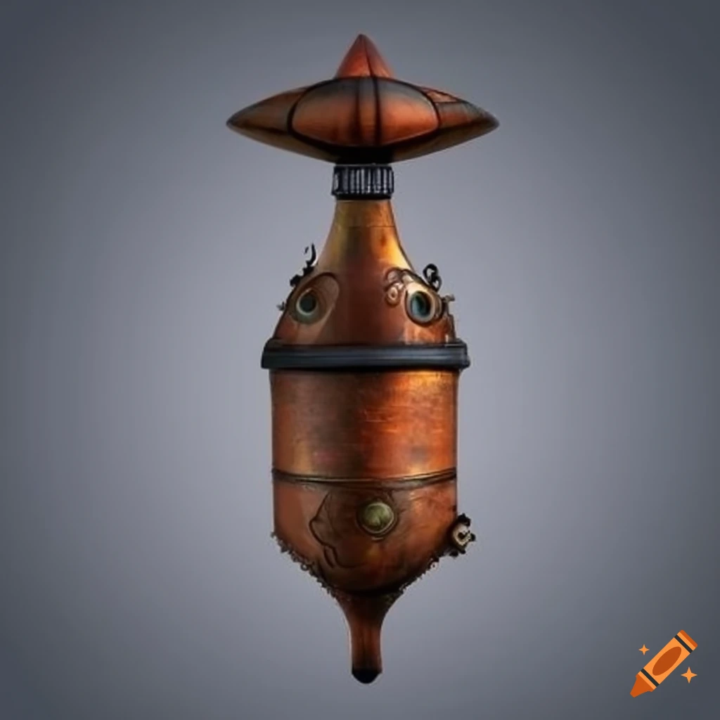 Steampunk floating tube with propeller and pointed top on Craiyon