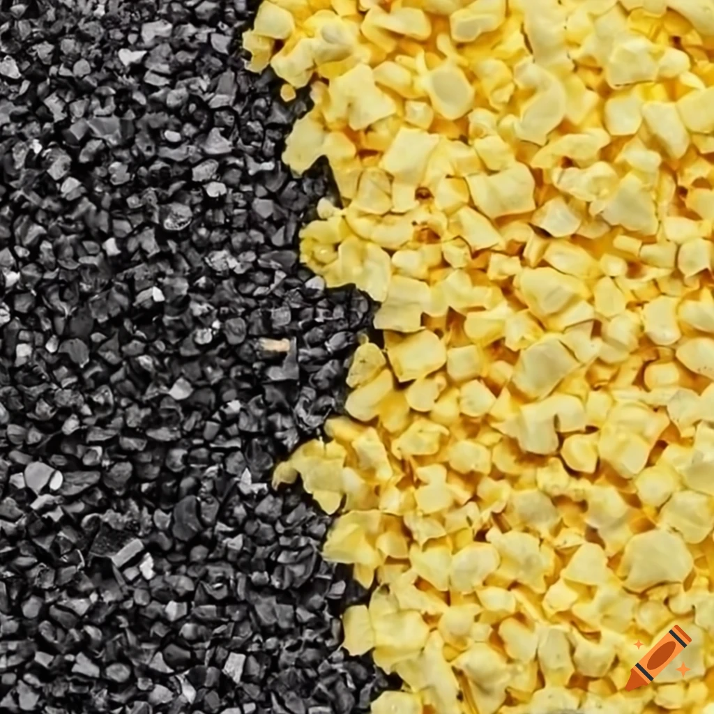 Tar and sulphur granules in a close-up view on Craiyon