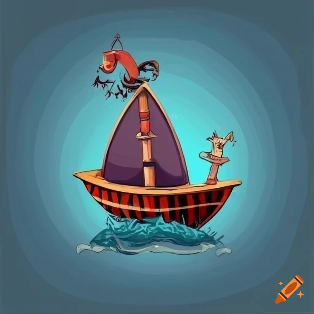 Horror boat in cartoon style vector illustration on Craiyon