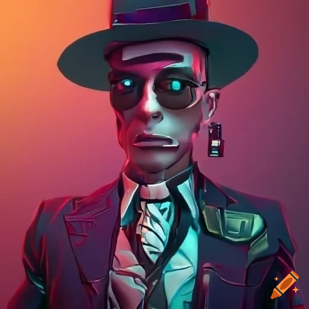 Stylized portrait of al capone as a cyberpunk ai character on Craiyon