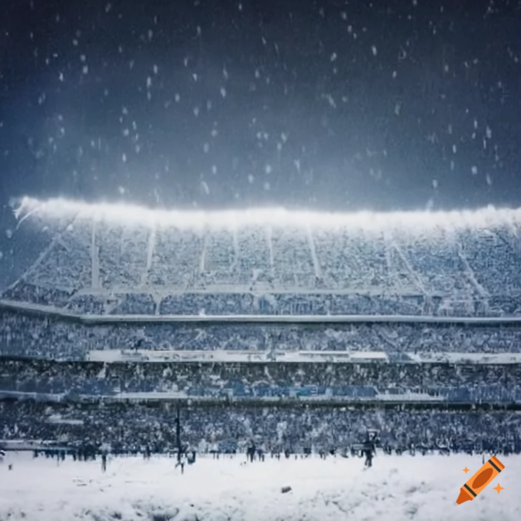 Snow-covered nfl football stadium on Craiyon