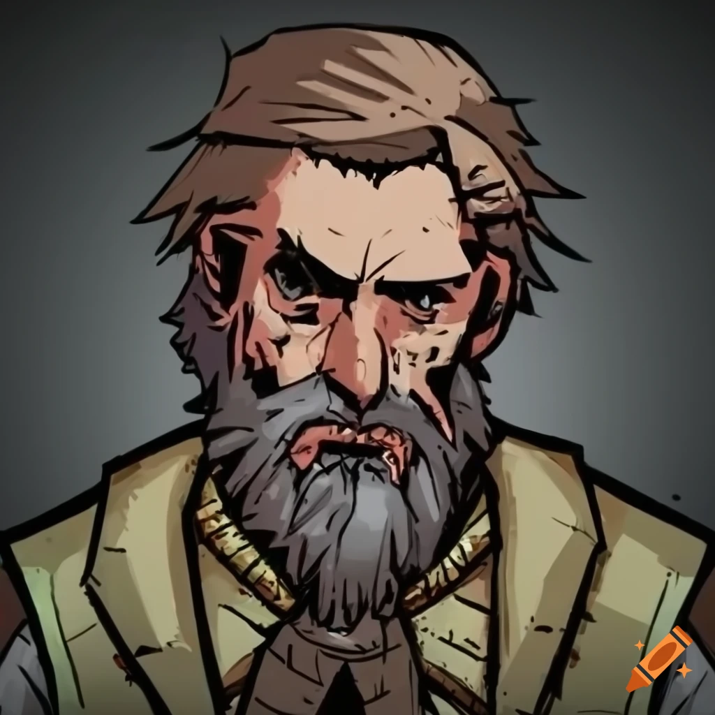 Smiling male merchant with a beard and short brown hair in Darkest ...