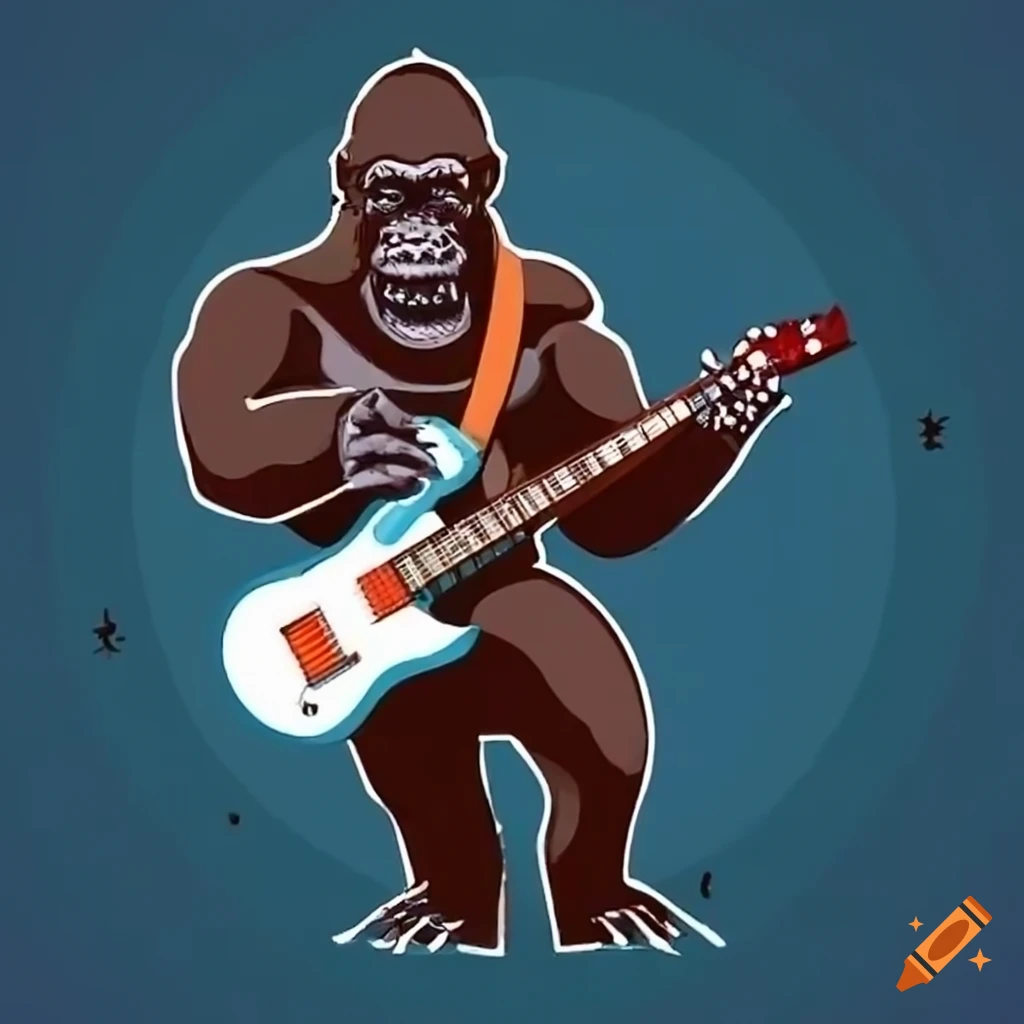King kong playing guitar in archer style on Craiyon
