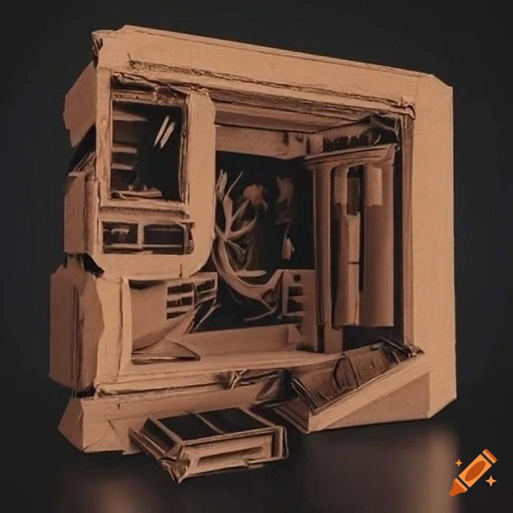 Pc made out of cardboard on Craiyon
