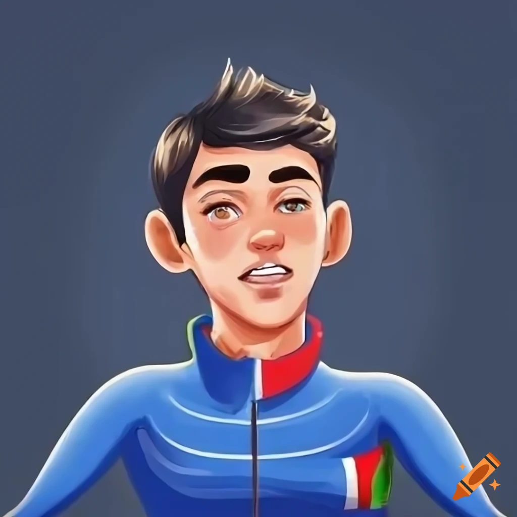 Handsome italian alpine skier in blue italy team suit on Craiyon