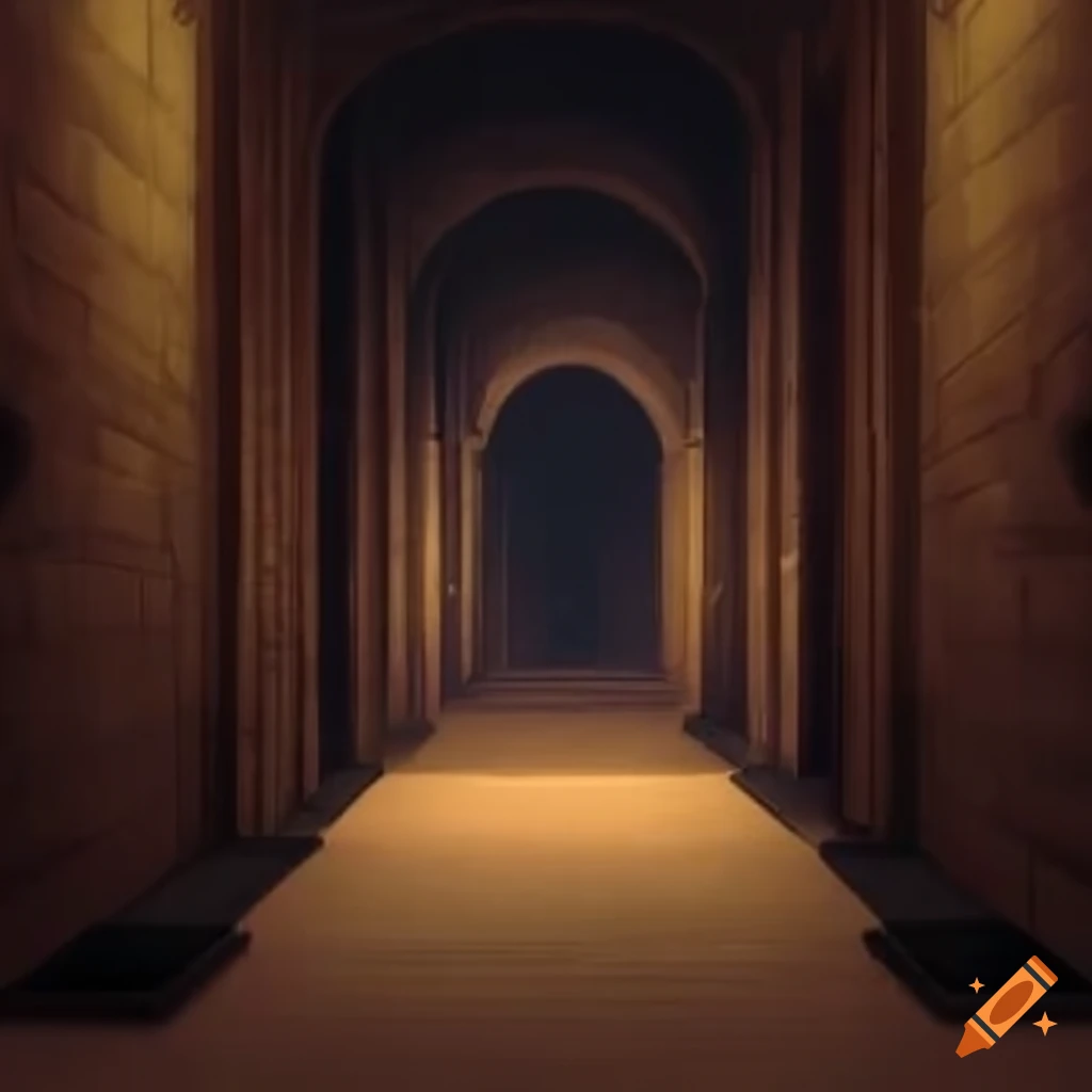 Long hallway in a dungeons and dragons setting on Craiyon