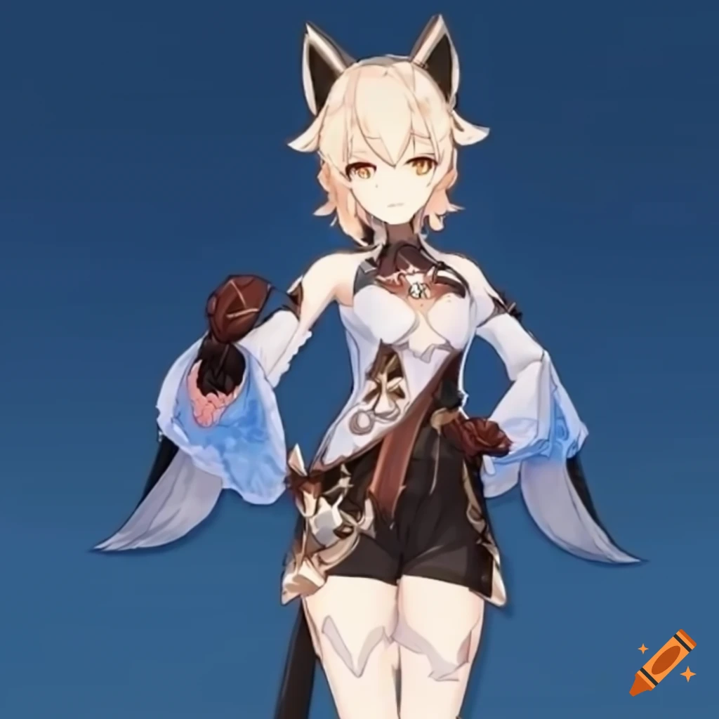Genshin Impact female character with detailed clothing and fox features ...