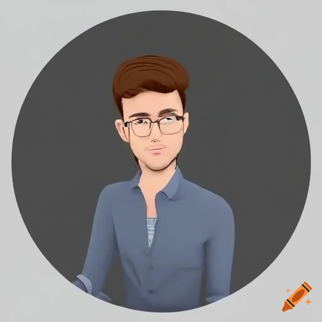 Animated content writer man in a round circle frame on Craiyon