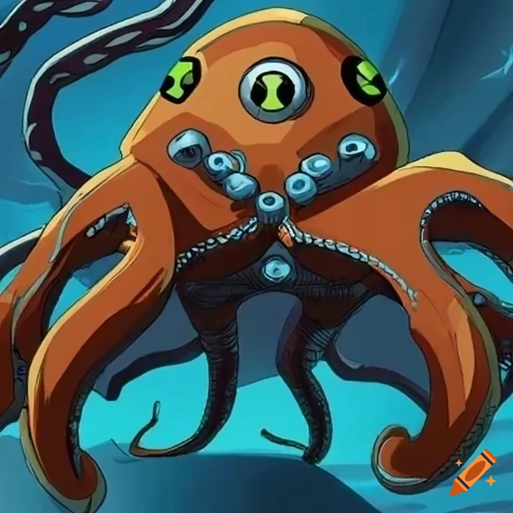 Ben 10 style art of new alien "octopod" that shoots ink to move in ...