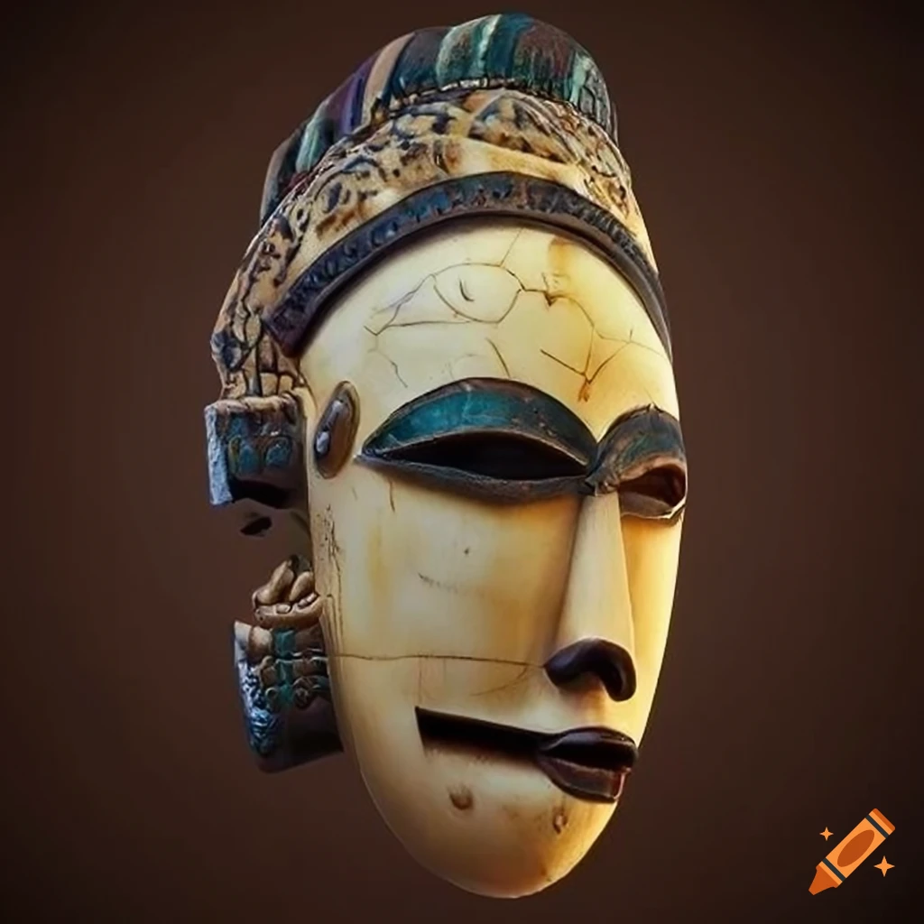 African fantastic mask with architectural stave carving style in high ...