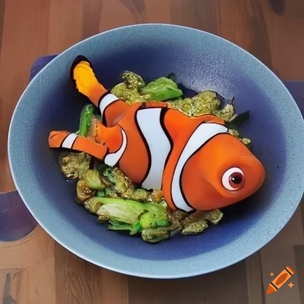 Finding nemo stir-fry in a frying pan on Craiyon