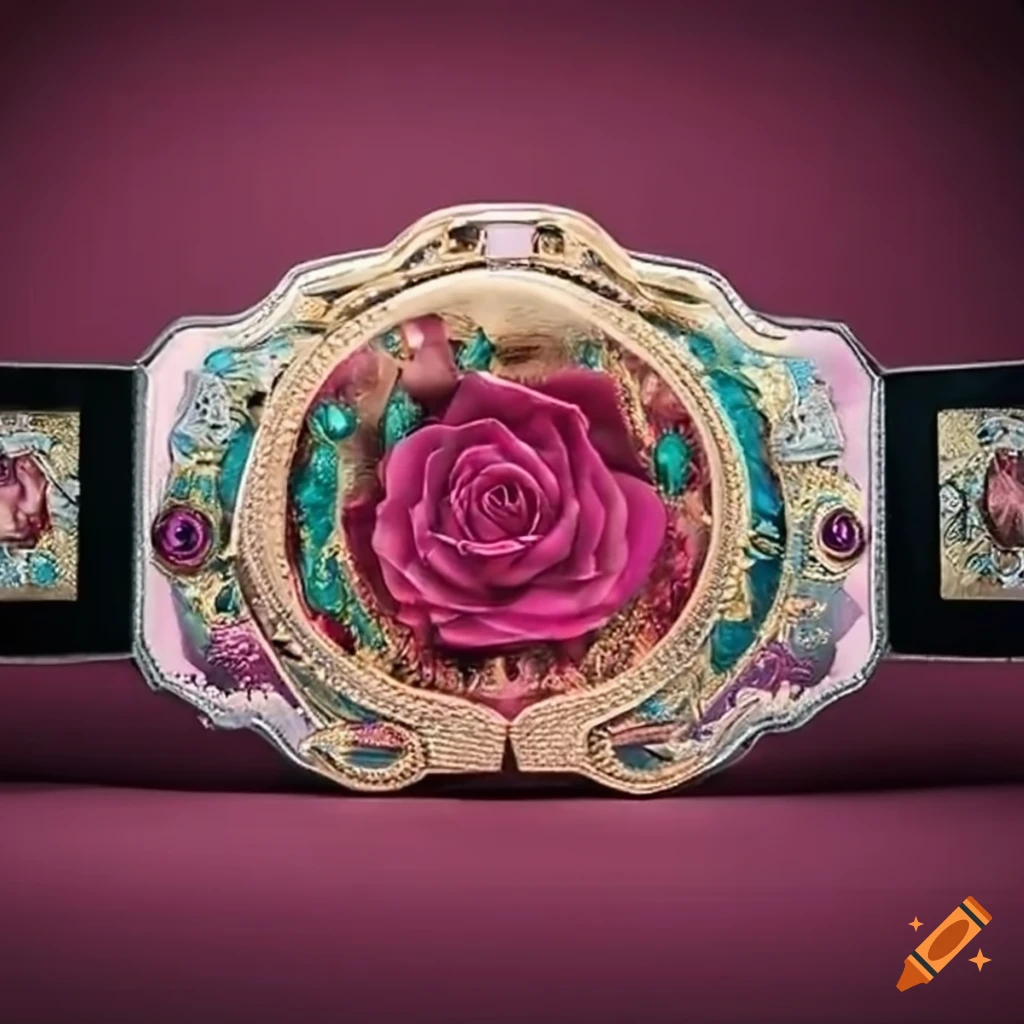 Stardom wrestling belt with a rose design in the buckle on Craiyon