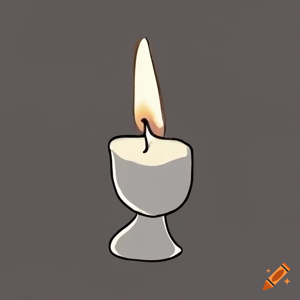 Minimalist line drawing of a lit candle on Craiyon