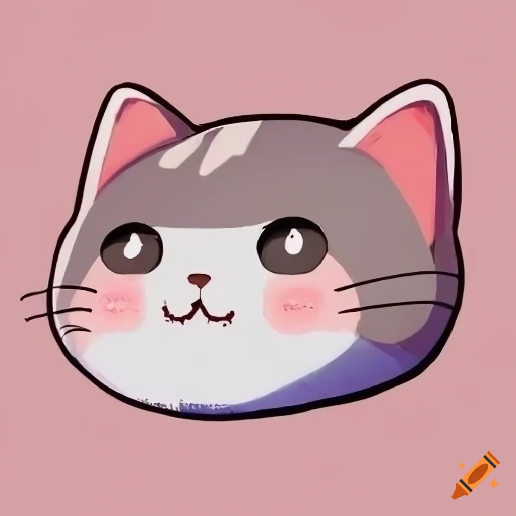 Simple and cute anime cat sticker in digital art style on Craiyon