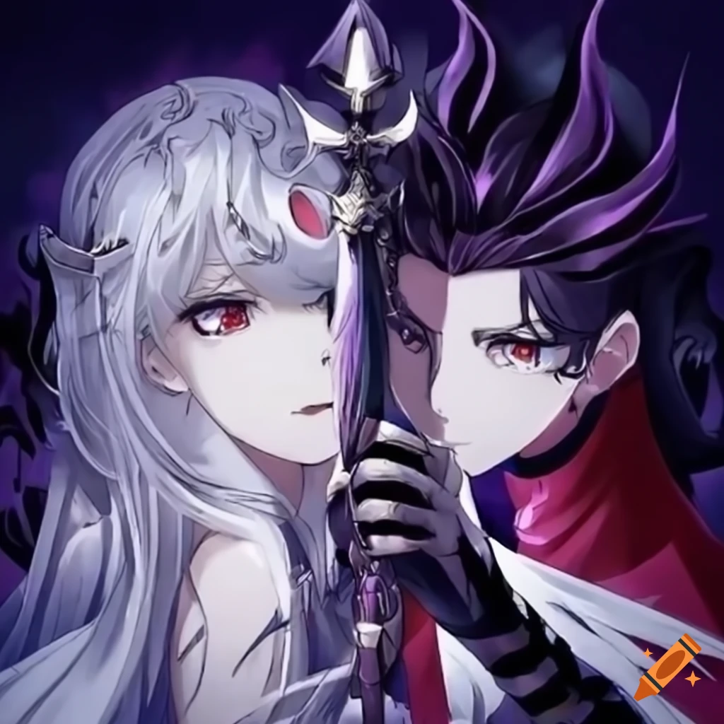 Anime demon king and queen in regal clothes on Craiyon