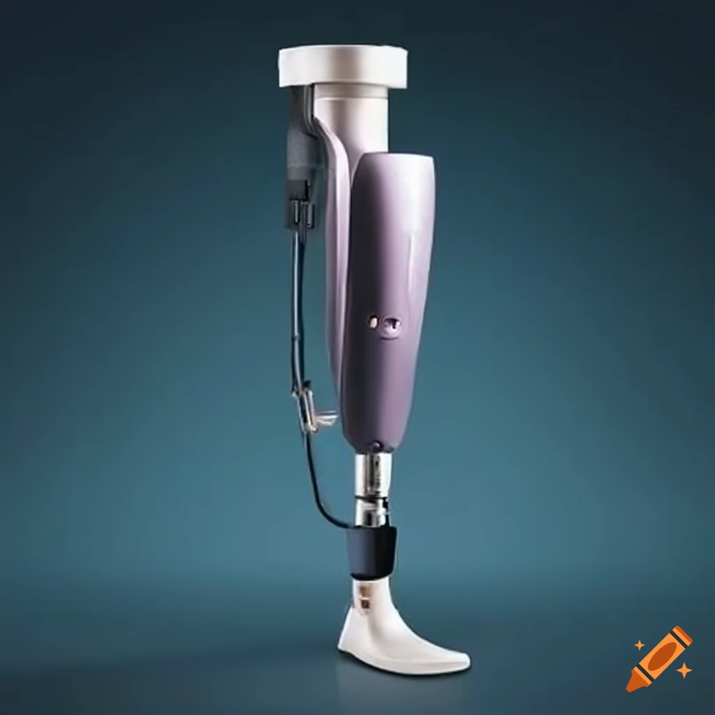 Prosthetic leg with passive vacuum system and adjustable height on Craiyon