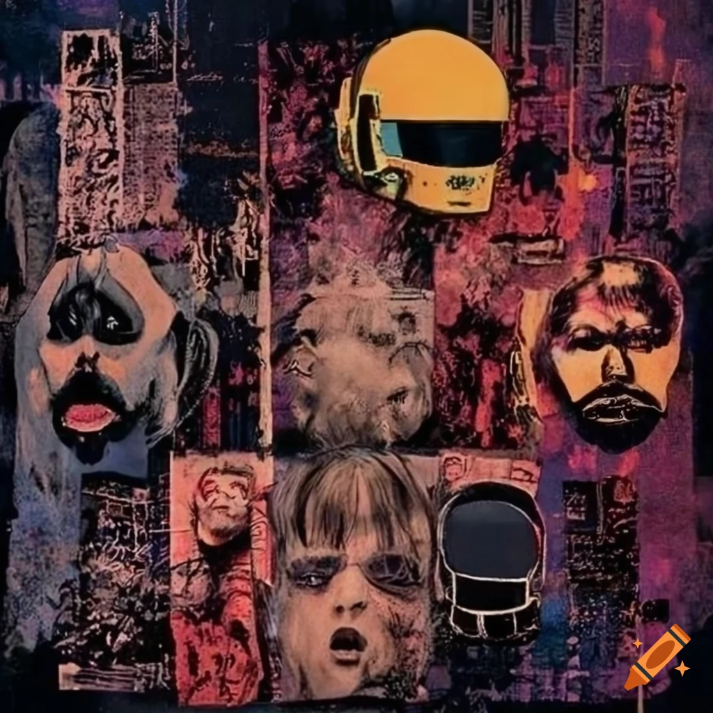 Collage of album art from various music artists on Craiyon