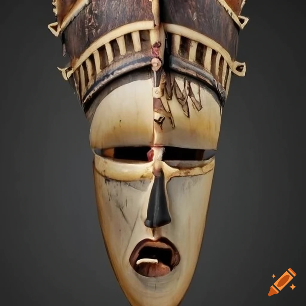 African fantastic mask carving inspired by zelda game motif on Craiyon