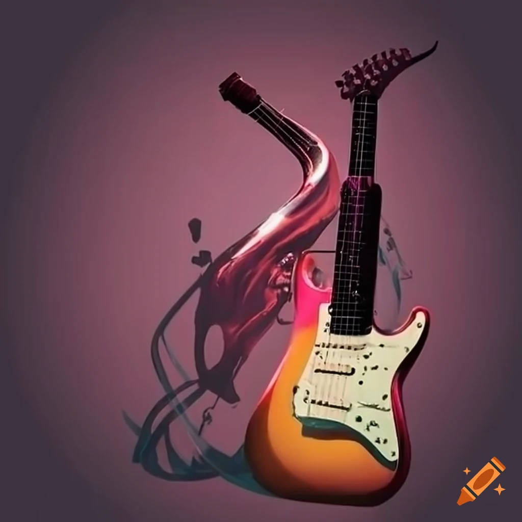 Wine bottle and electric guitar for rock music on Craiyon