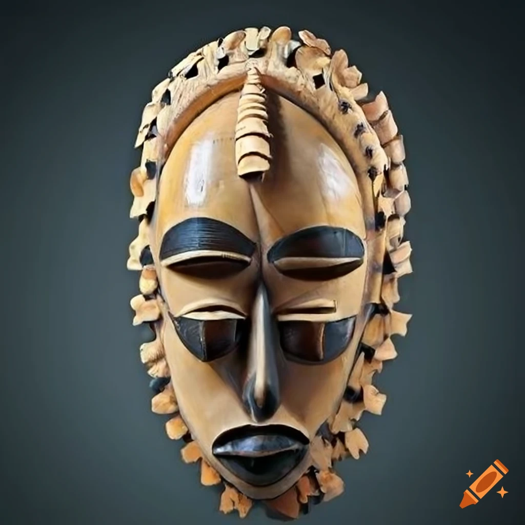 African fantastic mask carving inspired by Zelda game motif on Craiyon