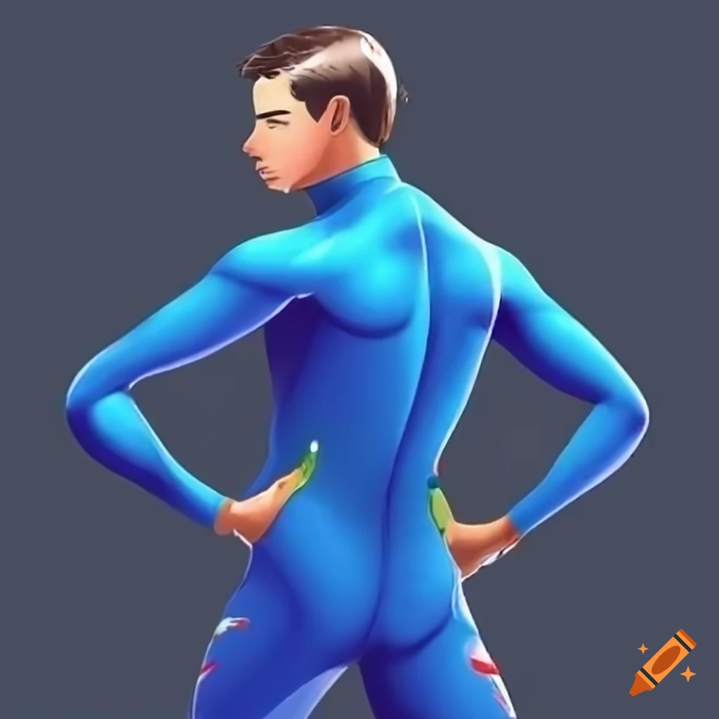 Handsome Italian Male Alpine Skier In Cobalt Blue Italy Olympic Team