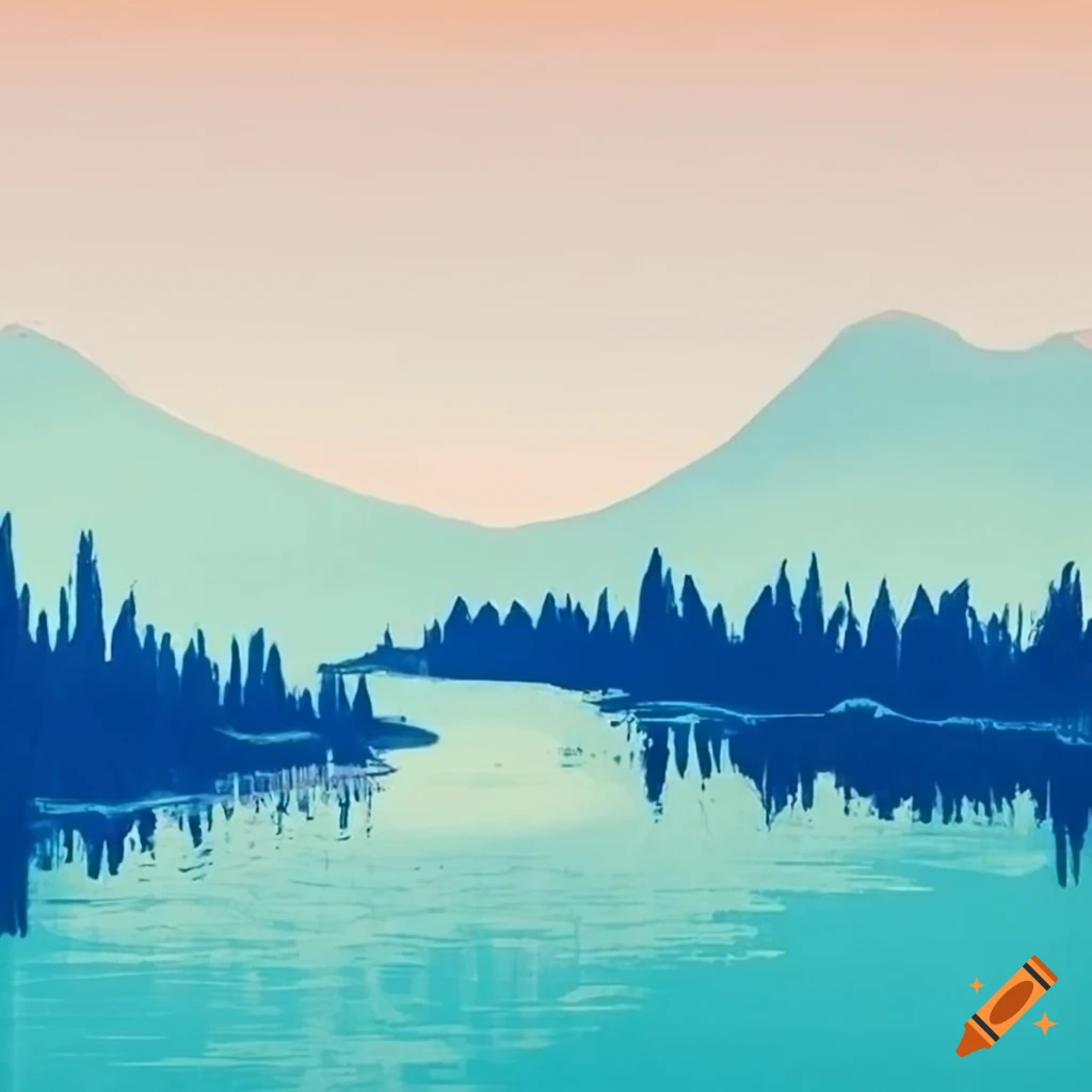 American landscape screenprint on Craiyon