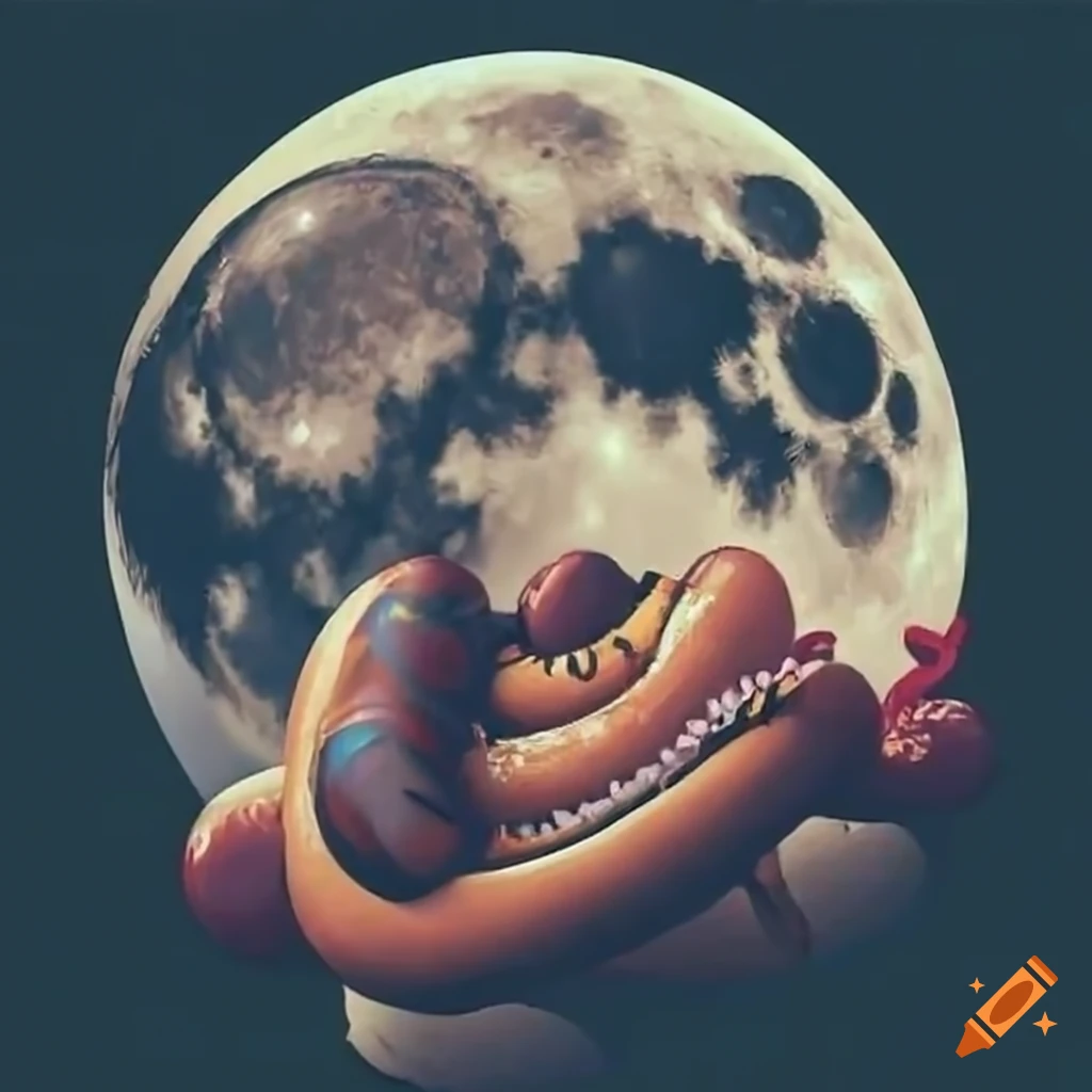 Man on the moon eating a hotdog on Craiyon