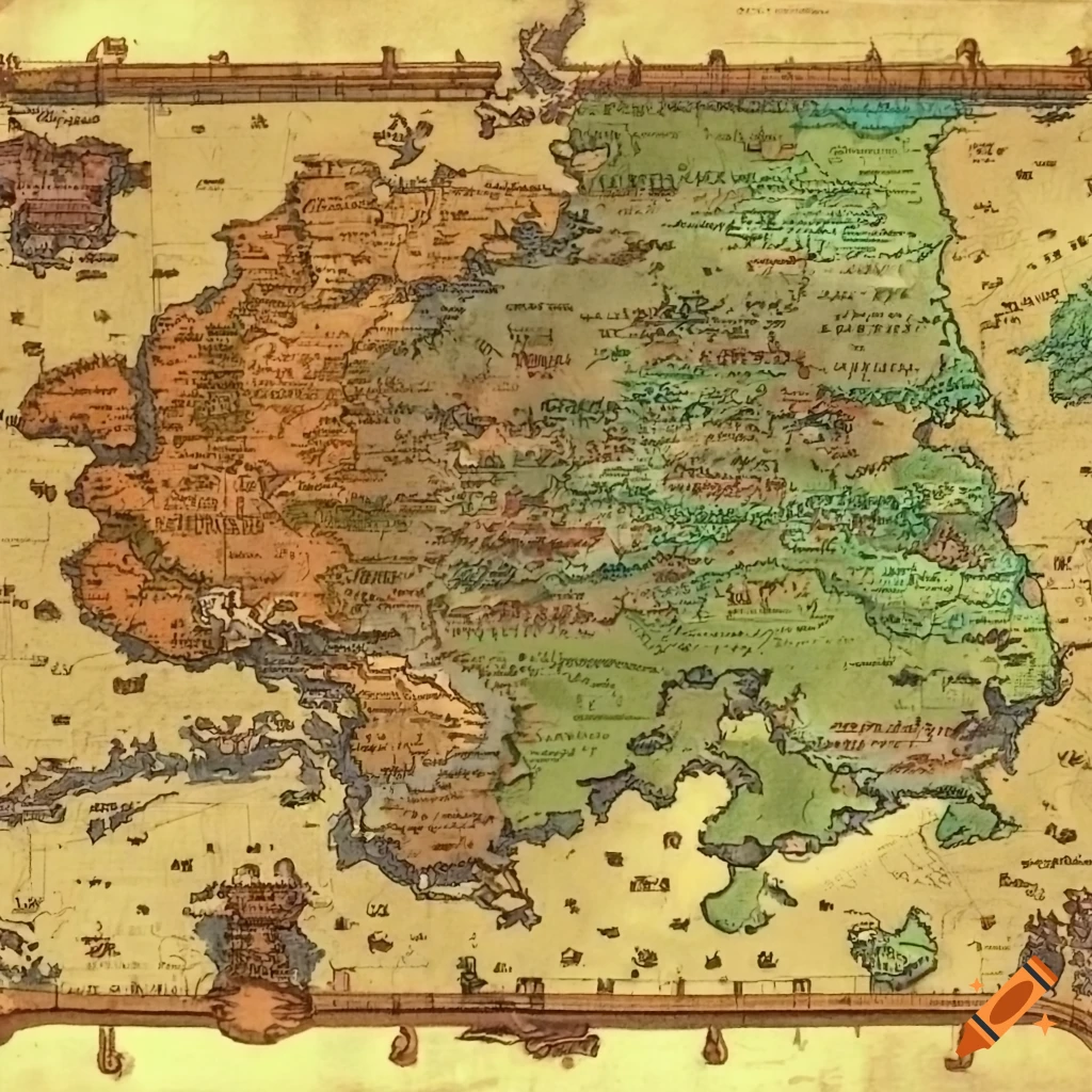 Intricate and detailed fantasy map for novel creation on Craiyon