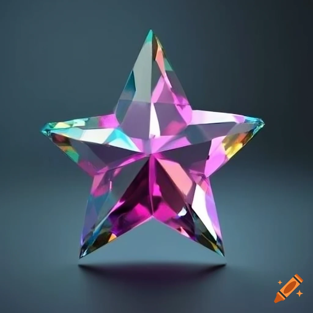 Pointy 3d star-shaped colored diamond crystal on Craiyon