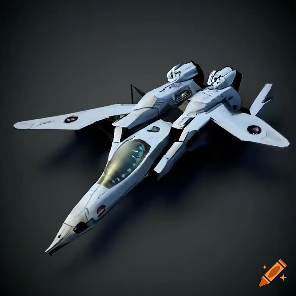 Macross Valkyrie stealth fighter in side view with detailed mecha ...