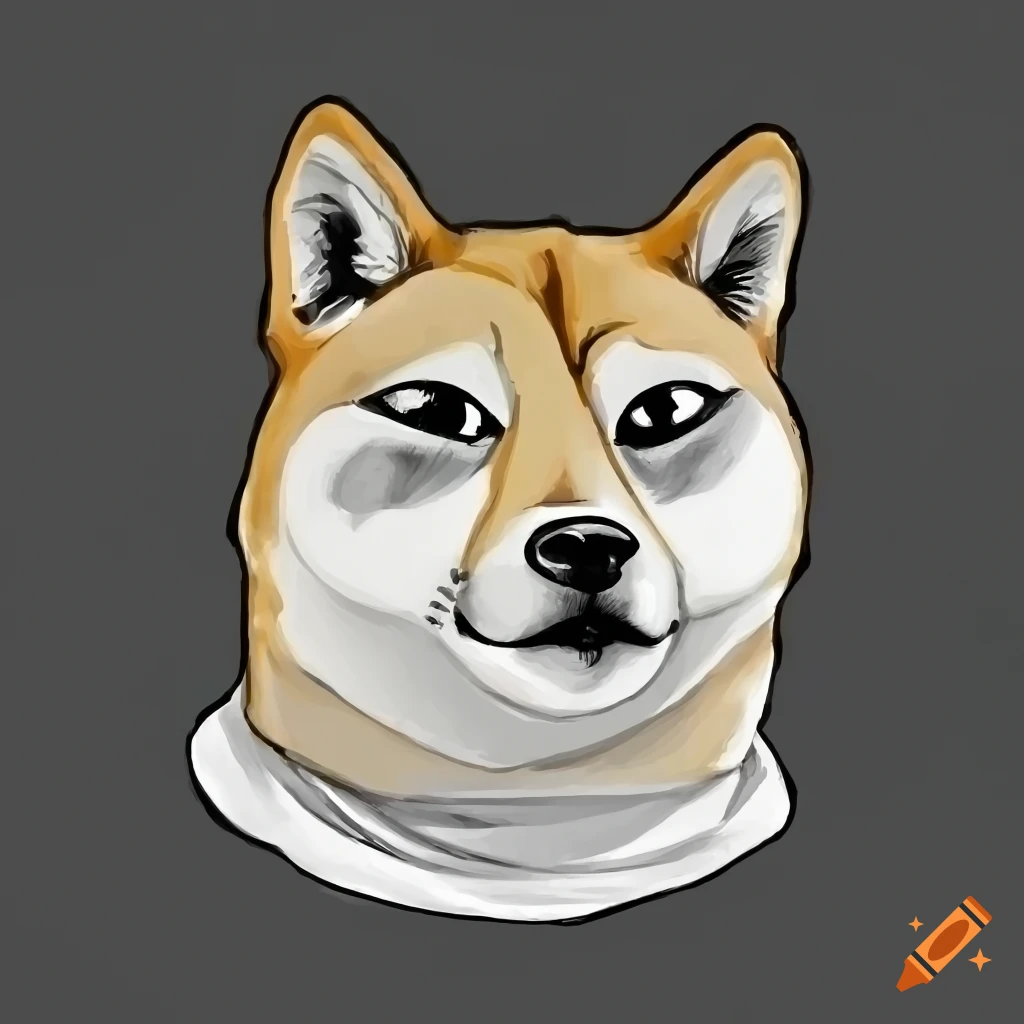 Doge icon in black and white ukiyo-e style on Craiyon