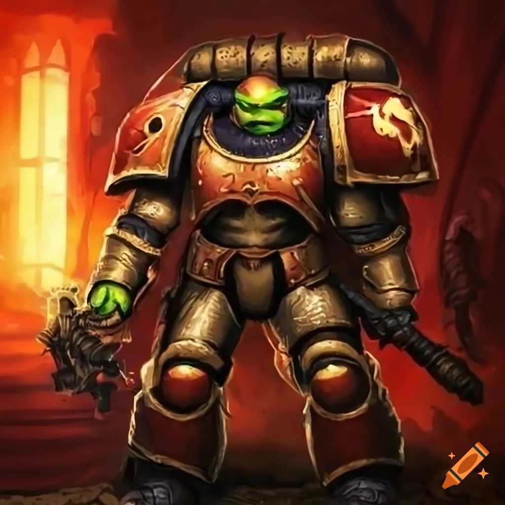 Raphael ninja turtle as warhammer 40k khorne space marine in power ...