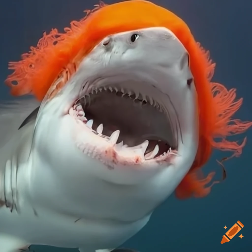 Shark with an orange wig on Craiyon