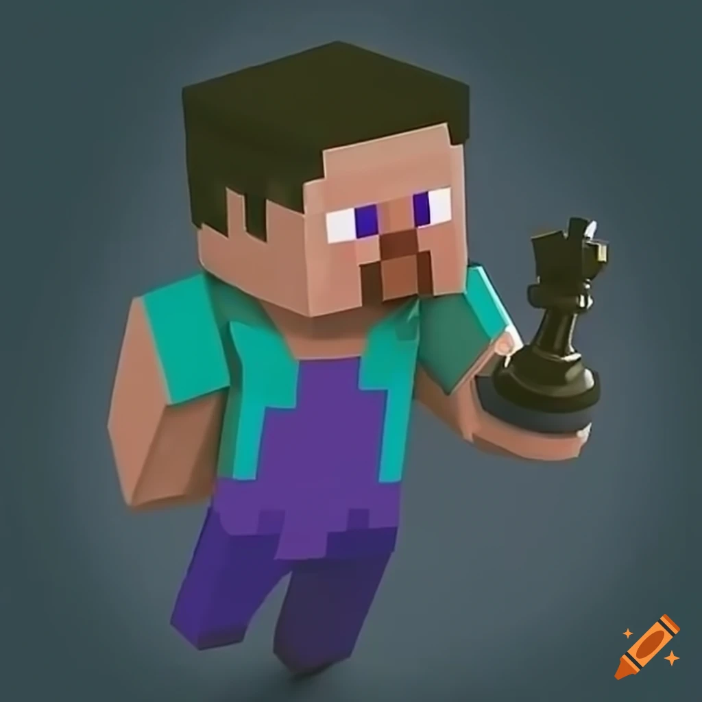 Steve from minecraft playing chess on Craiyon