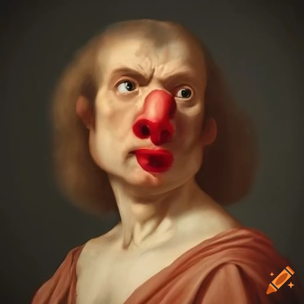 Portrait of a man with a unique red nose on Craiyon