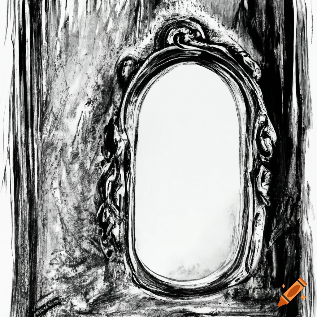 Charcoal drawing of an antique mirror on Craiyon