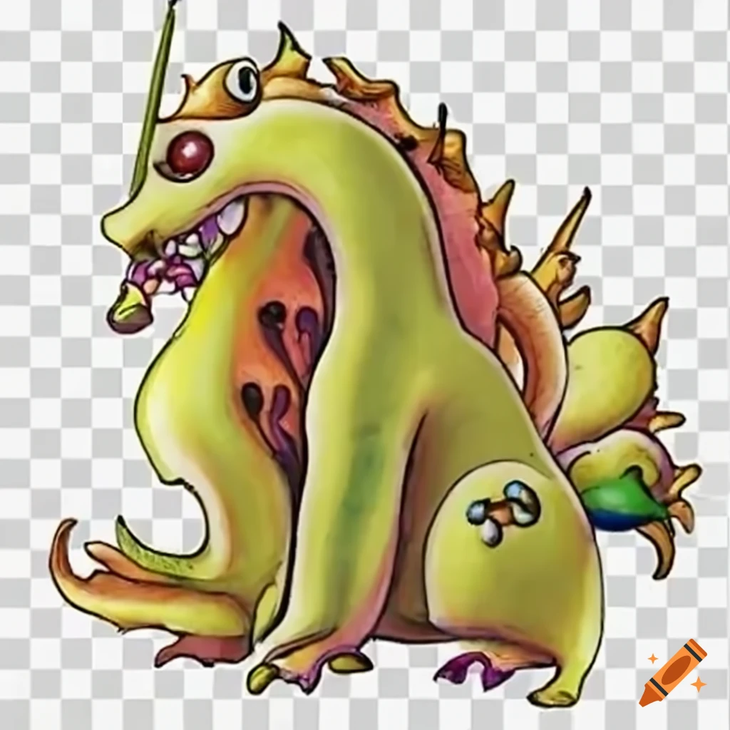 Mythical creatures and mutant lemon fruit monster in a magical forest ...