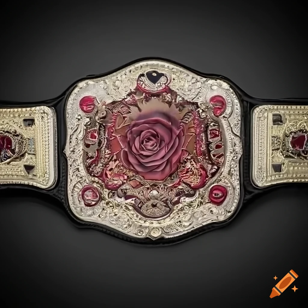 Glistening wrestling title belt with rose designs on Craiyon