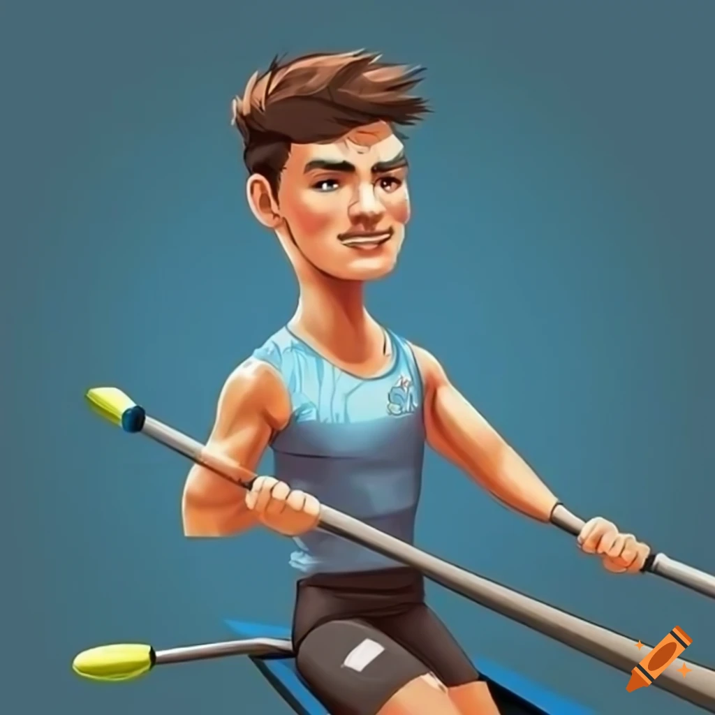 Cartoon character of a handsome Argentine rower in Olympic team outfit ...