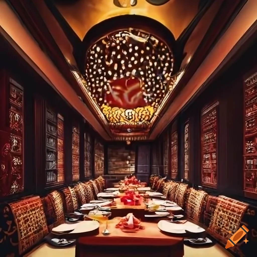 Authentic chinese restaurant interior with steaming hotpot dishes on ...
