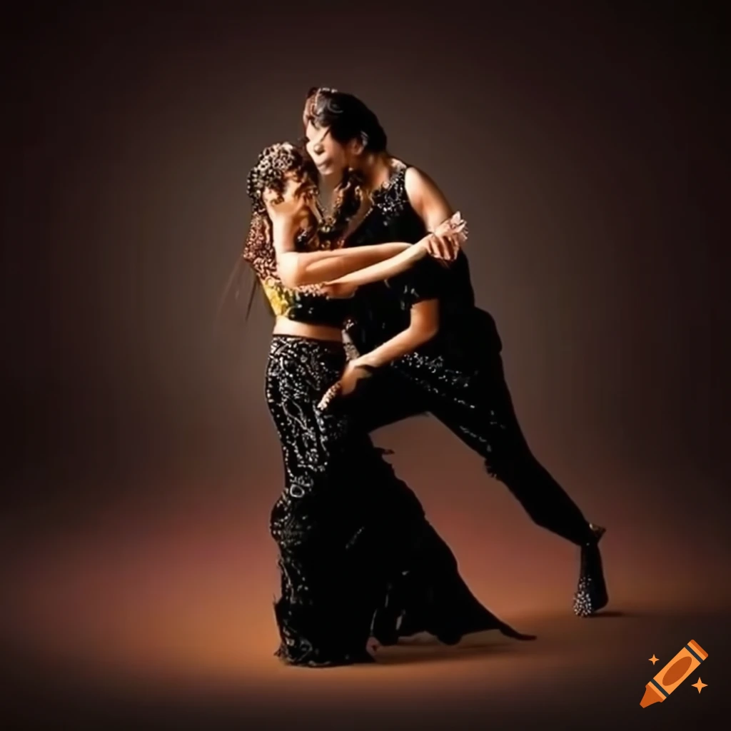 Couple dancing with the girl in a black saree on Craiyon