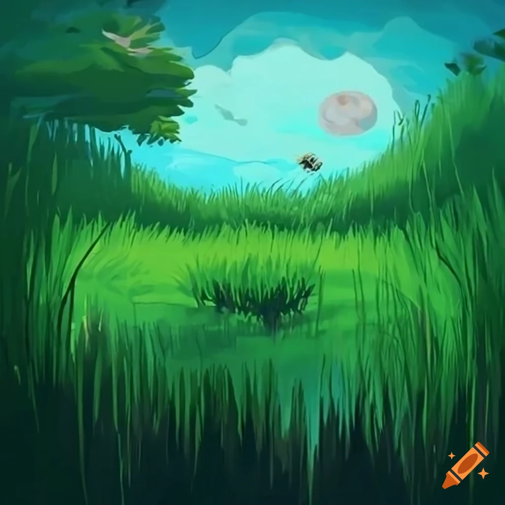 Grass inspired by studio ghibli for a side scroller game on Craiyon