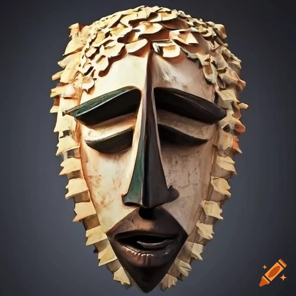 African fantastic mask carving inspired by zelda game motif on Craiyon