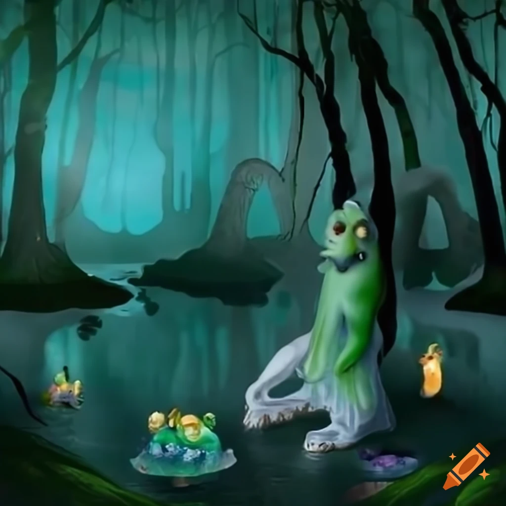 Enchanted forest scene with fairy and labrador, and mutant omega mart on Craiyon