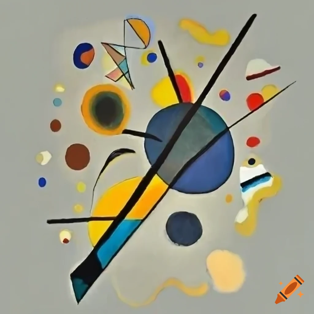 Abstract kandinsky style painting with natural gestures in shades of ...