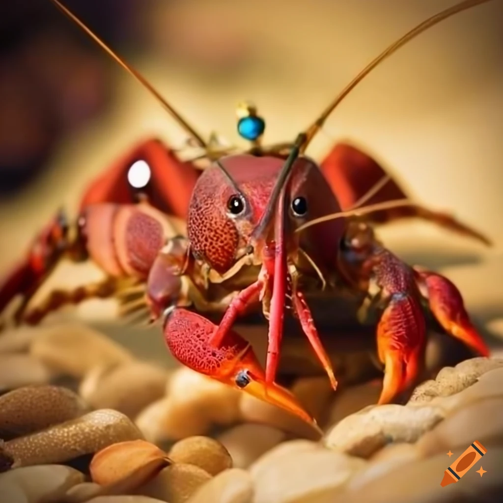 Crayfish wearing a crown on Craiyon