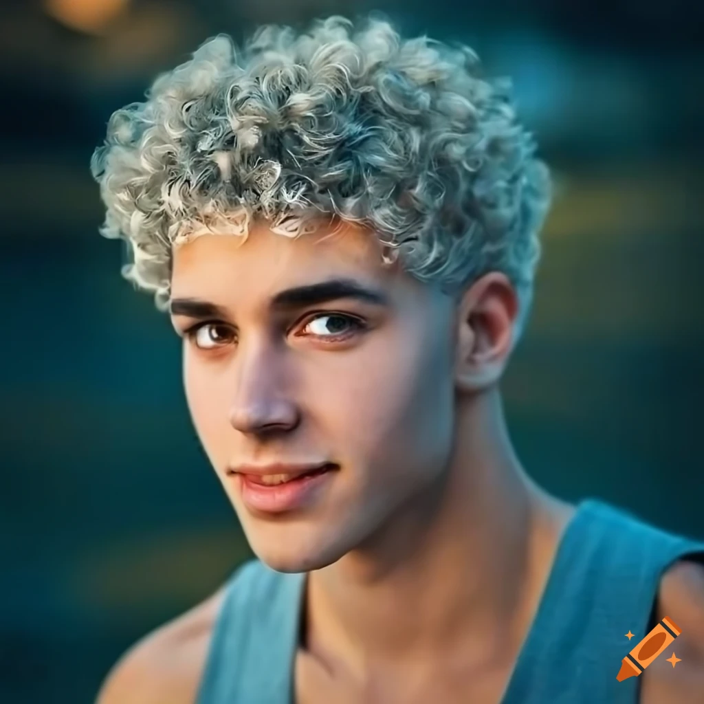 Portrait of a Greek hero man with white skin, blond hair, and strong ...